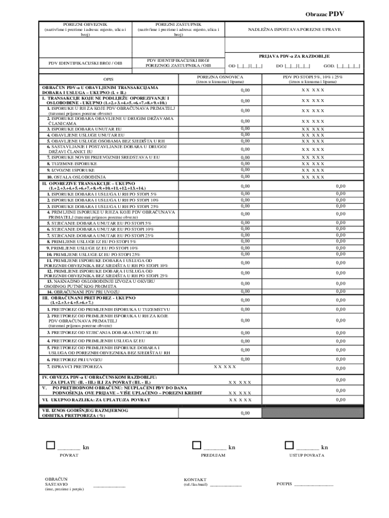 Fillable Online Primjer 2.Utvrivanje obveze/potraivanja za PDV na ... Fax Email Print - pdfFiller