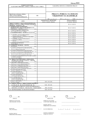 Fillable Online POREZNA UPRAVA Obrazac P-PDV PODRUNI URED ... Fax Email ...