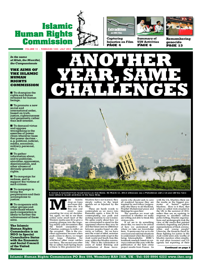 Fillable Online THE AIMS OF THE ISLAMIC HUMAN RIGHTS COMMISSION Fax ...