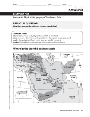 Fillable Online Ch. 18 Lesson 1 Notes: Physical Geography of Southwest ...