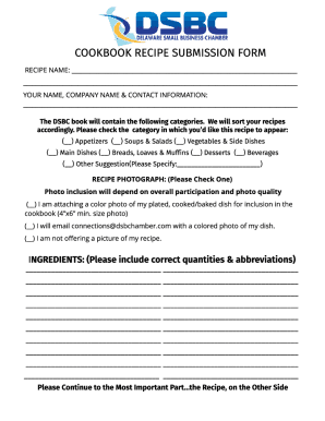 Fillable Online RECIPE SUBMISSION FORM Fax Email Print - pdfFiller