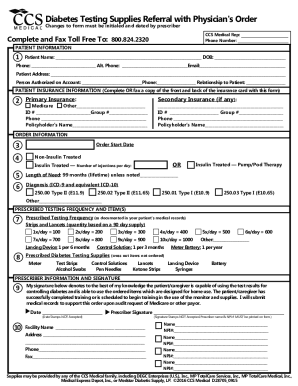 Fillable Online Diabetes Testing Supplies Referral with Physician's ...