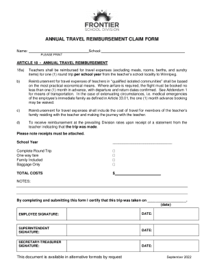 Fillable Online ANNUAL TRAVEL REIMBURSEMENT CLAIM FORM Fax Email Print ...