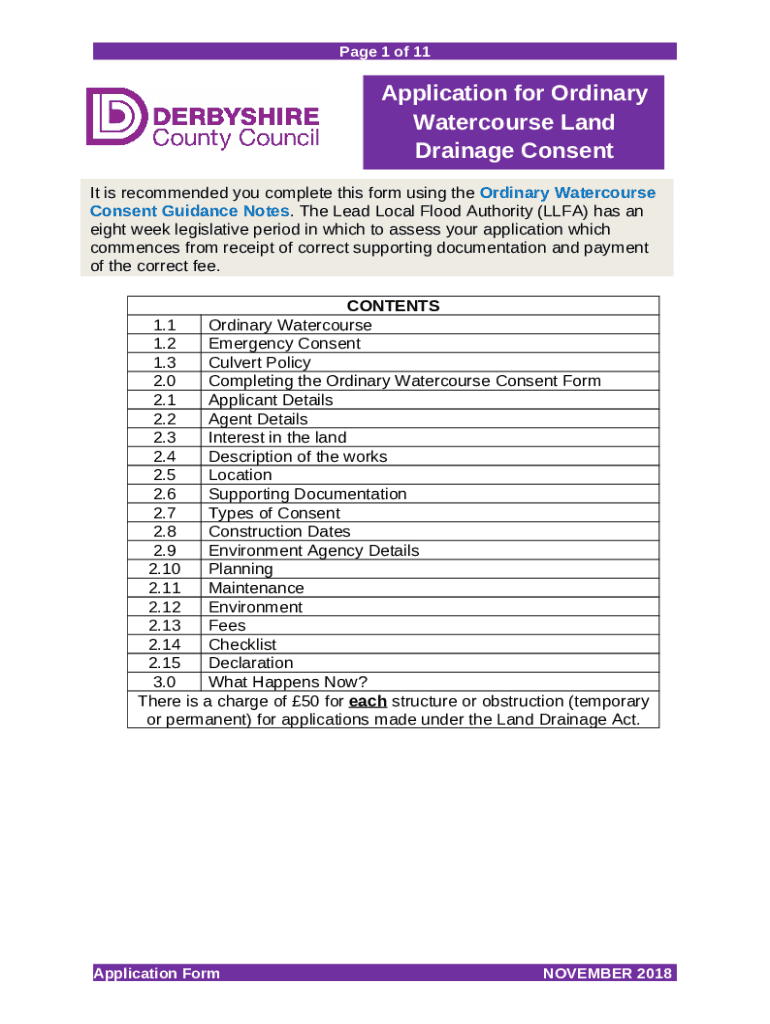 Application for ordinary watercourse land drainage consent Doc Template ...
