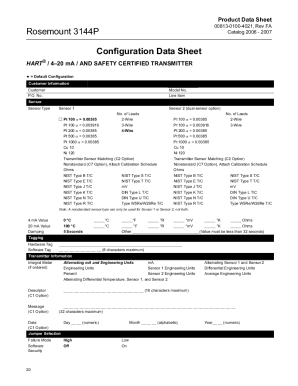 Fillable Online Rosemount 3144P Configuration Data Sheet Fax Email ...