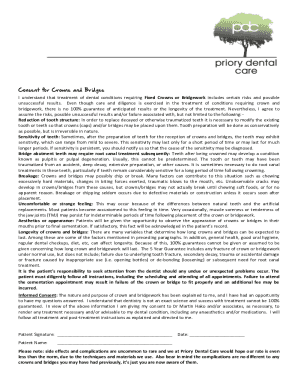 Fillable Online Crown and bridge consent form Fax Email Print - pdfFiller