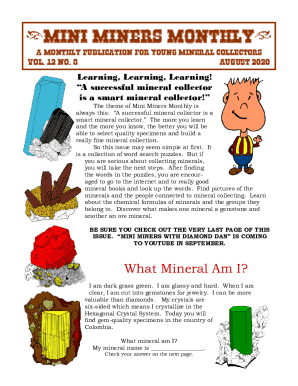 Fillable Online Mini Miners Monthly Fax Email Print - pdfFiller