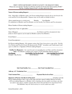 Fillable Online first united methodist church facility use request form ...