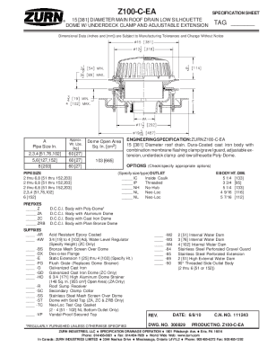 Fillable Online Z100-C-EA 15" Diameter Main Roof Drain, with Low ...