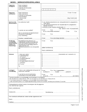 Invulbaar Online Werkgeversverklaring blanco - BIJLAGE 4MODEL Faxnummer ...