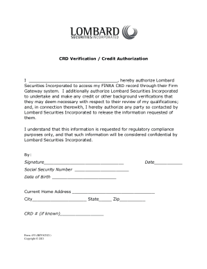 Fillable Online CRD Verification / Credit Authorization Fax Email Print - pdfFiller