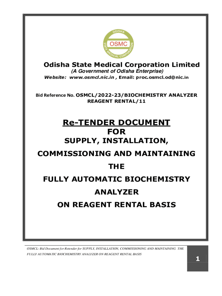 Fillable Online osmcl nic Re-TENDER DOCUMENT FOR Fax Email Print ...