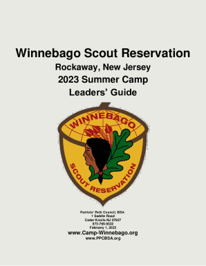 Fillable Online Winnebago Scout Reservation - Camp Reservation Fax ...