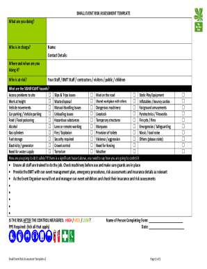 Fillable Online Small Event Risk Assessment Template Fax Email Print ...