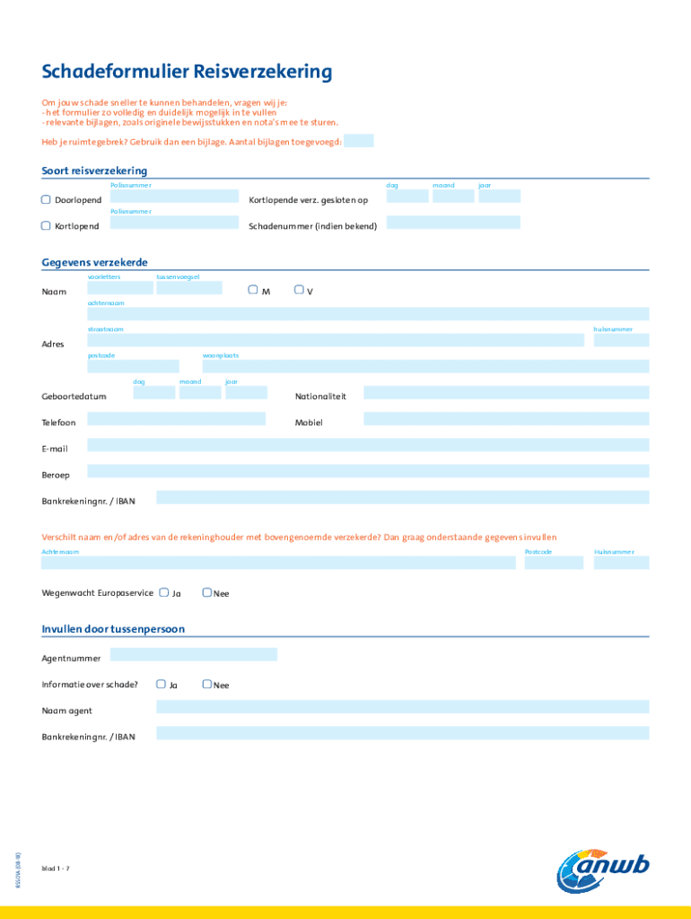 Invulbaar Online Schadeformulier No Risk Verzekering Faxnummer Email Afdrukken - pdfFiller