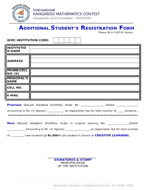 ADDITIONAL STUDENTS REGISTRATION . ADDITIONAL STUDENTS REGISTRATION ...