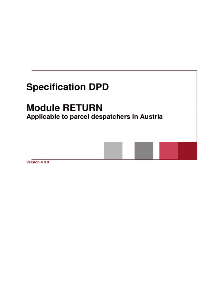 Fillable Online Specification DPD Module Return Order Fax Email Print ...