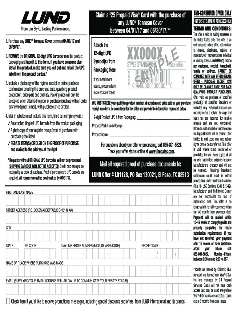 Fillable Online Lund Rebate Form Fax Email Print - pdfFiller