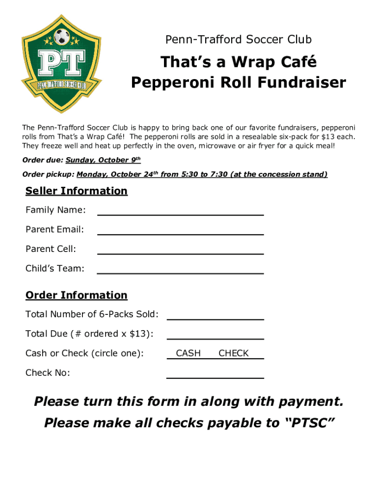 Fillable Online FA22 Pepperoni Roll Order Form.docx Fax Email Print ...