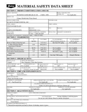 Fillable Online SAFETY DATA SHEET - QUAT SAN 10 Fax Email Print - pdfFiller
