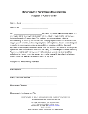 Fillable Online Duties and Responsibilities of the Radiation Safety ...
