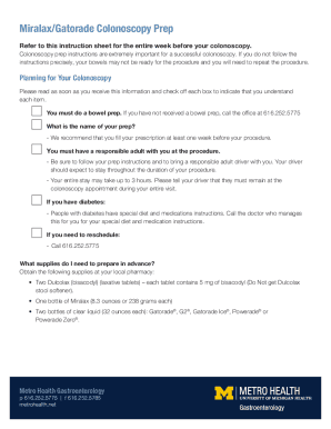 Fillable Online #1 Prep Instructions for Your Colonoscopy - Portland ...