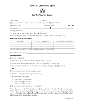 Fillable Online Bridgton Veterinary Hospital Boarding Consent Form Fax ...