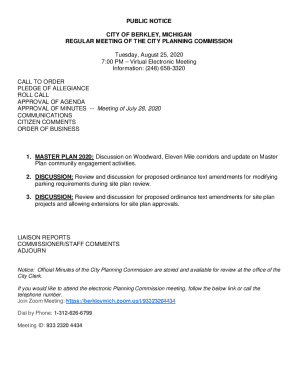 Fillable Online PUBLIC NOTICE CITY OF BERKLEY, MICHIGAN ... Fax Email ...
