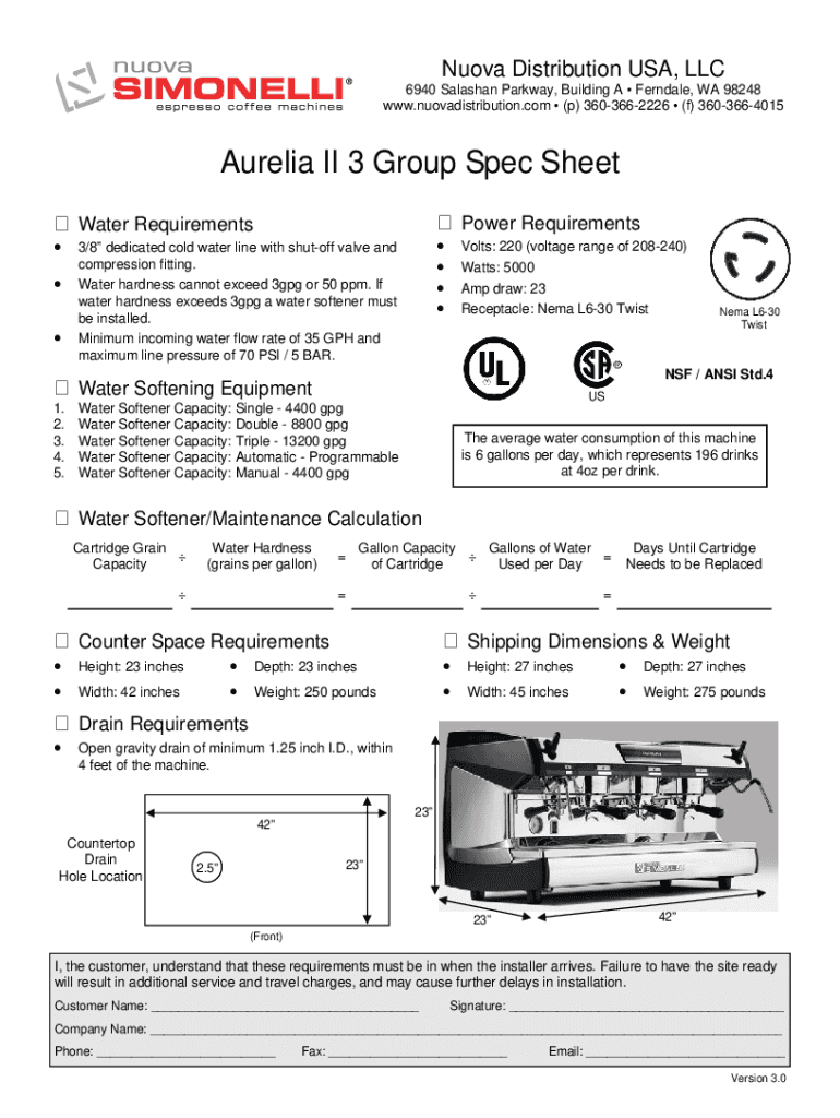 Fillable Online Aurelia II T3 3 Group Spec Sheet Fax Email Print ...