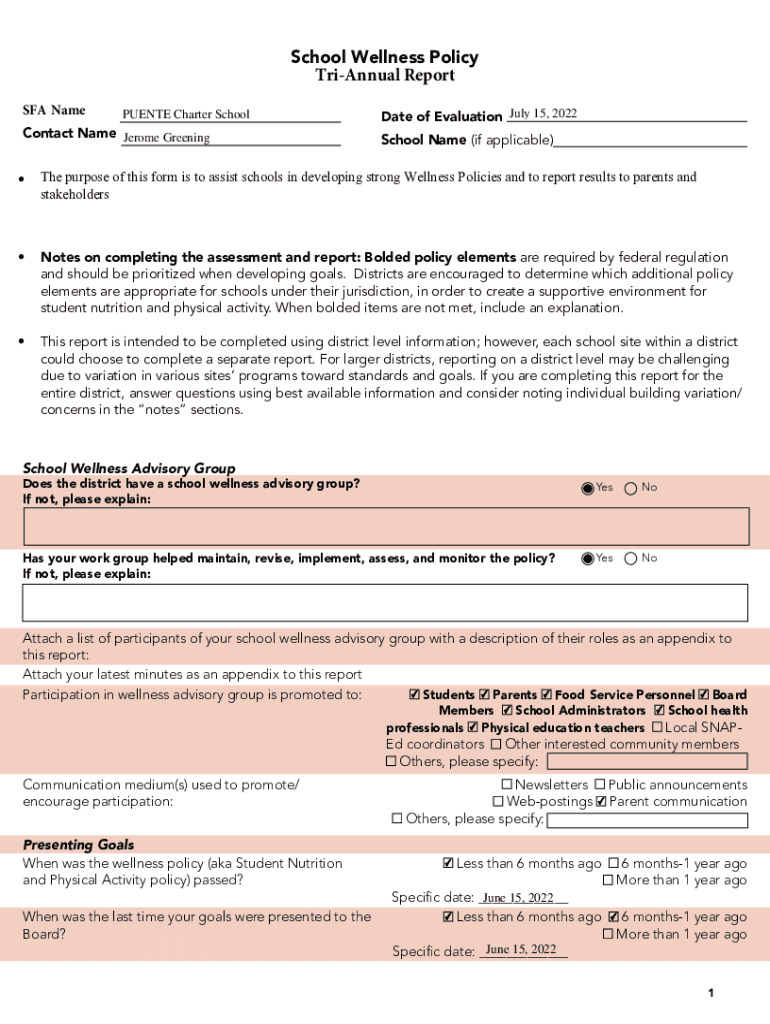 Fillable Online Alaska School Wellness Policy, Annual Report Checklist. Alaska School Wellness ...