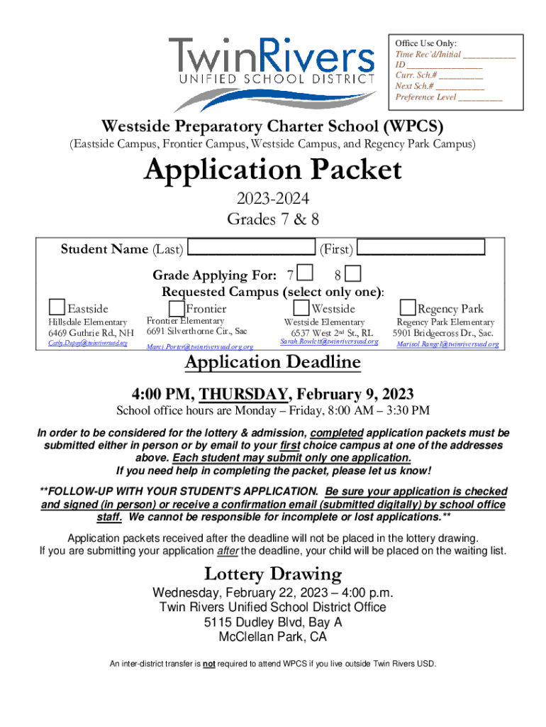 Fillable Online Open Enrollment - Parental Choice / Application process Fax Email Print - pdfFiller