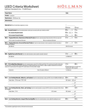 Fillable Online LEED Criteria Worksheet Fax Email Print - pdfFiller