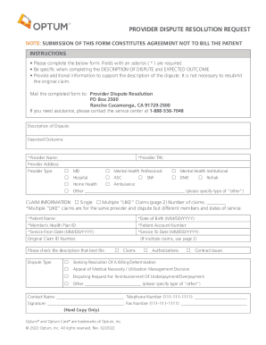 Fillable Online Level 2 Provider Complaint Resolution Request Fax Email ...