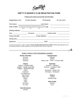 SMITTY'S SENIOR'S CLUB REGISTRATION Doc Template | pdfFiller