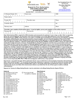 Fillable Online ITC - Request for Prior Authorization - CNS Stimulants and ... Fax Email Print ...