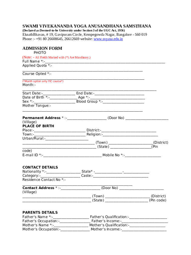 SVYASA-Deemed to be University - Swami Vivekananda ... Doc Template ...