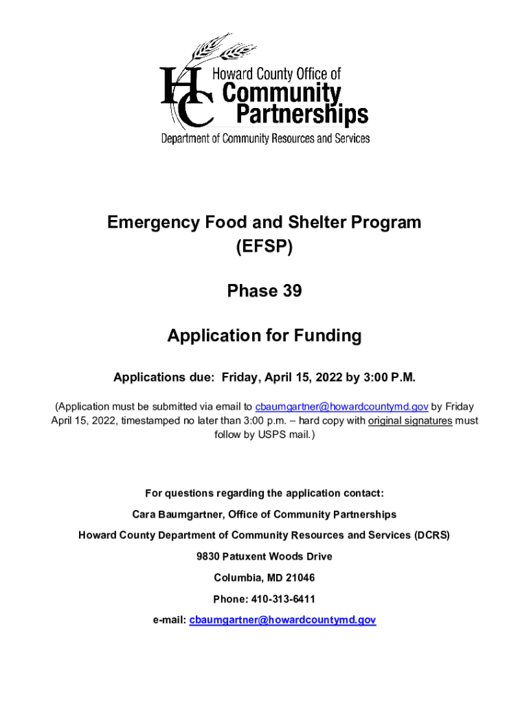 Fillable Online Emergency Food and Shelter Program (EFSP) Phase 39 ...