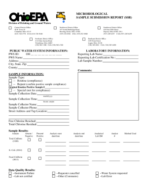 Fillable Online Fillable Online epa ohio ohio epa micobiological sample ...