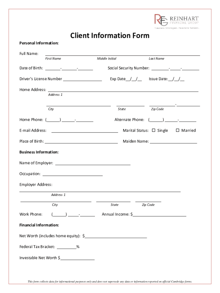 Fillable Online Client Information Form.docx Fax Email Print - pdfFiller