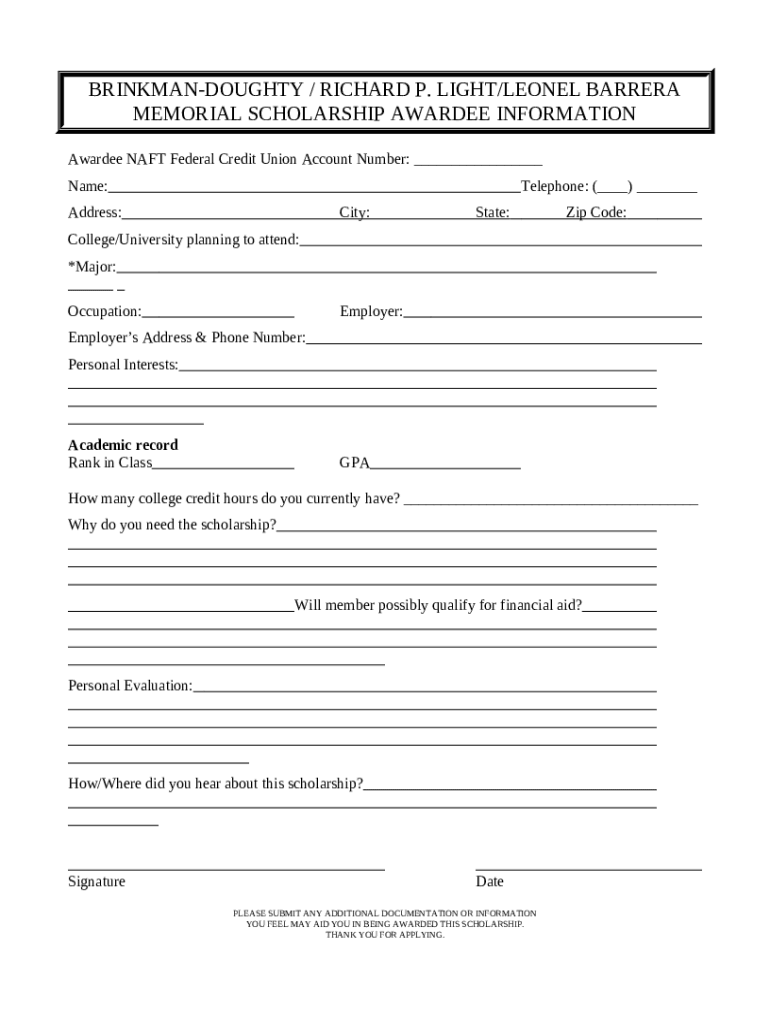 NAFT Federal Credit Union awards the Suzy Brinkman ... Doc Template ...