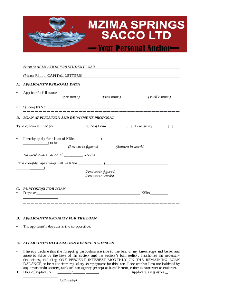 STUDENT-lOAN-APPLICATION-- ... Doc Template | pdfFiller