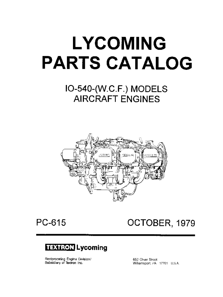 Fillable Online PC-615 - PARTS CATALOG - MODELS IO-540-(W.C.F.) Fax ...