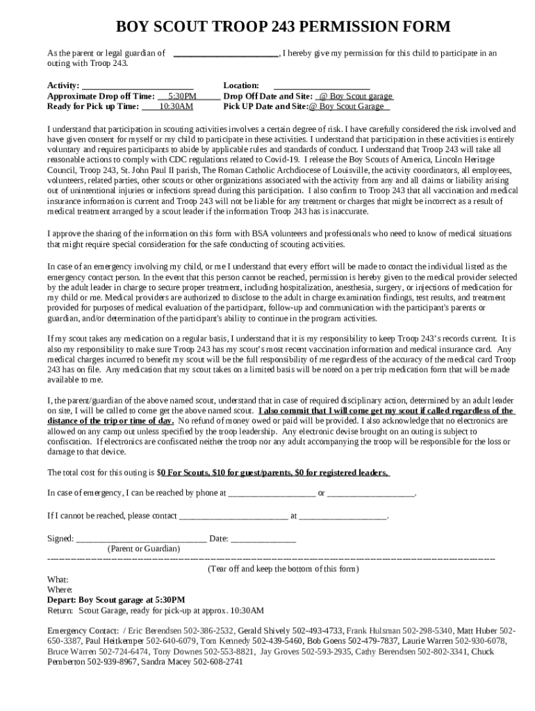 Activity Consent and Approval by Parents or Legal ... Doc Template ...