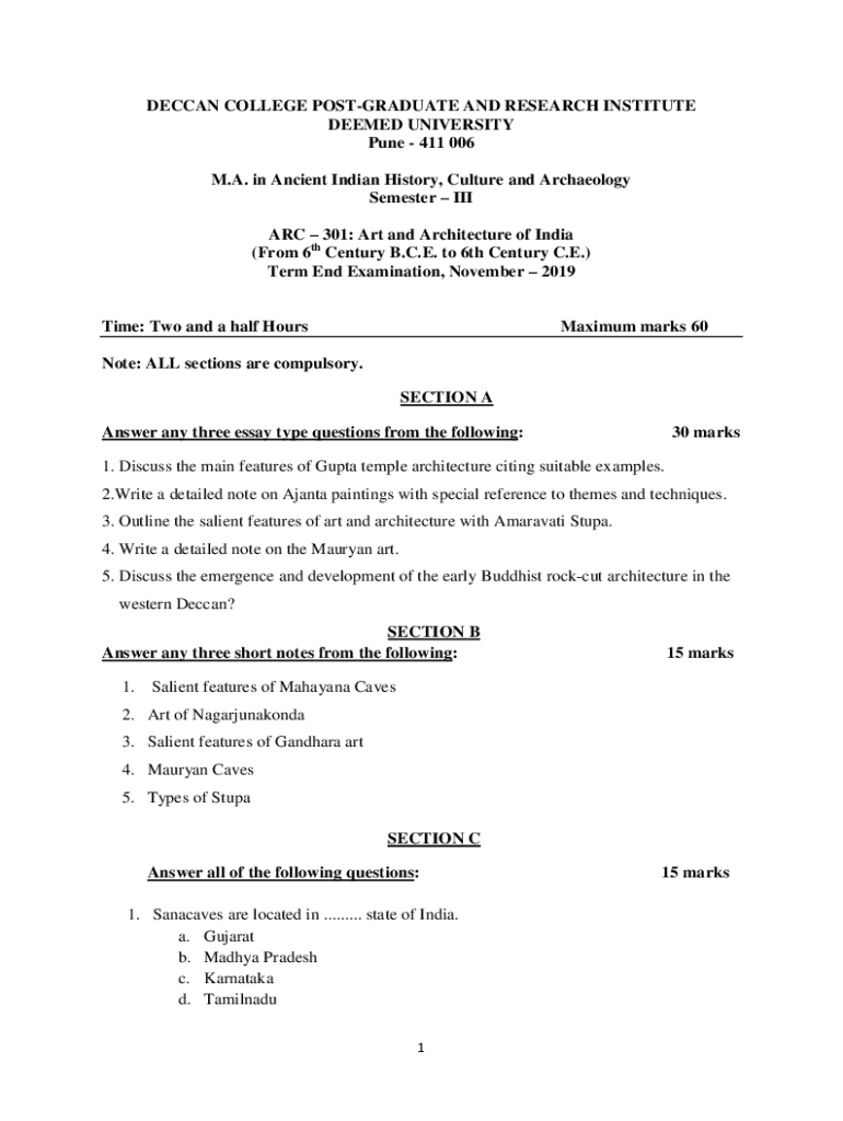 Fillable Online syllabus - master of arts (ma) in ancient indian ...