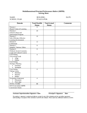 Get the free Principal Perance Rubric Scoring Sheet Doc Template ...
