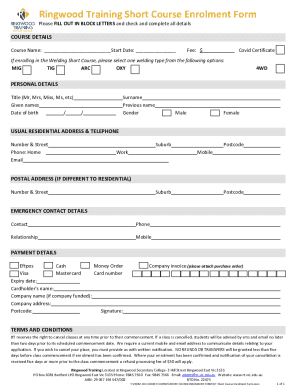 Fillable Online RT-Short-Course-Enrolment-Form. ... Fax Email Print ...