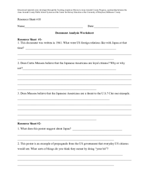 Fillable Online Document Analysis Worksheet R Fax Email Print - pdfFiller
