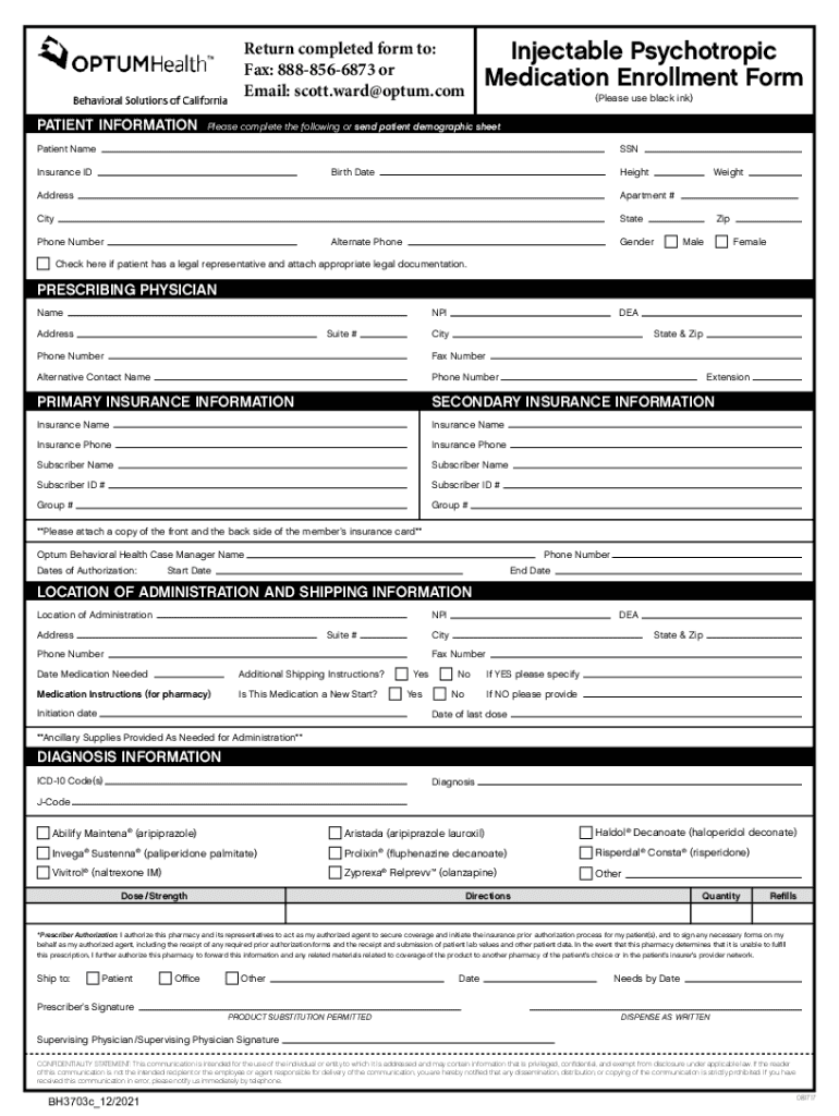 Fillable Online Injectable Antipsychotics Authorization Form Fax Email ...