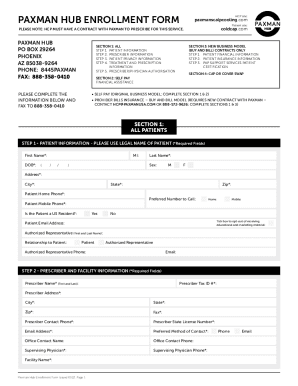Fillable Online PAXMAN HUB ENROLLMENT FORM Fax Email Print - pdfFiller