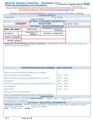 2 week wait referral s Doc Template | pdfFiller
